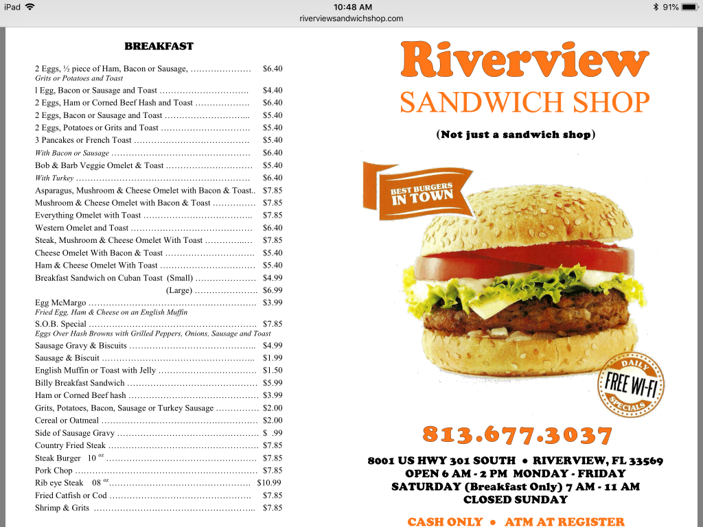 Riverview Sandwich Shop (Riverview) | Jeff Eats