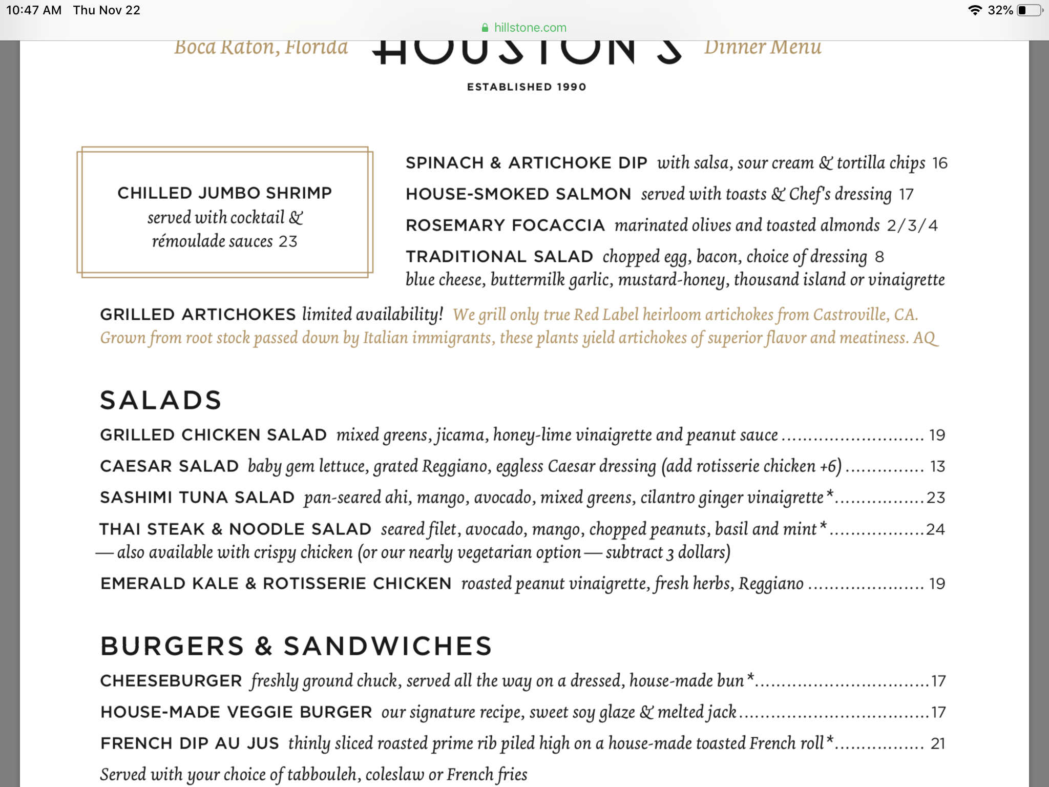 DISH OF THE WEEK (Sunday-11/25/18- Houston’s- Boca Raton, Pompano Beach ...