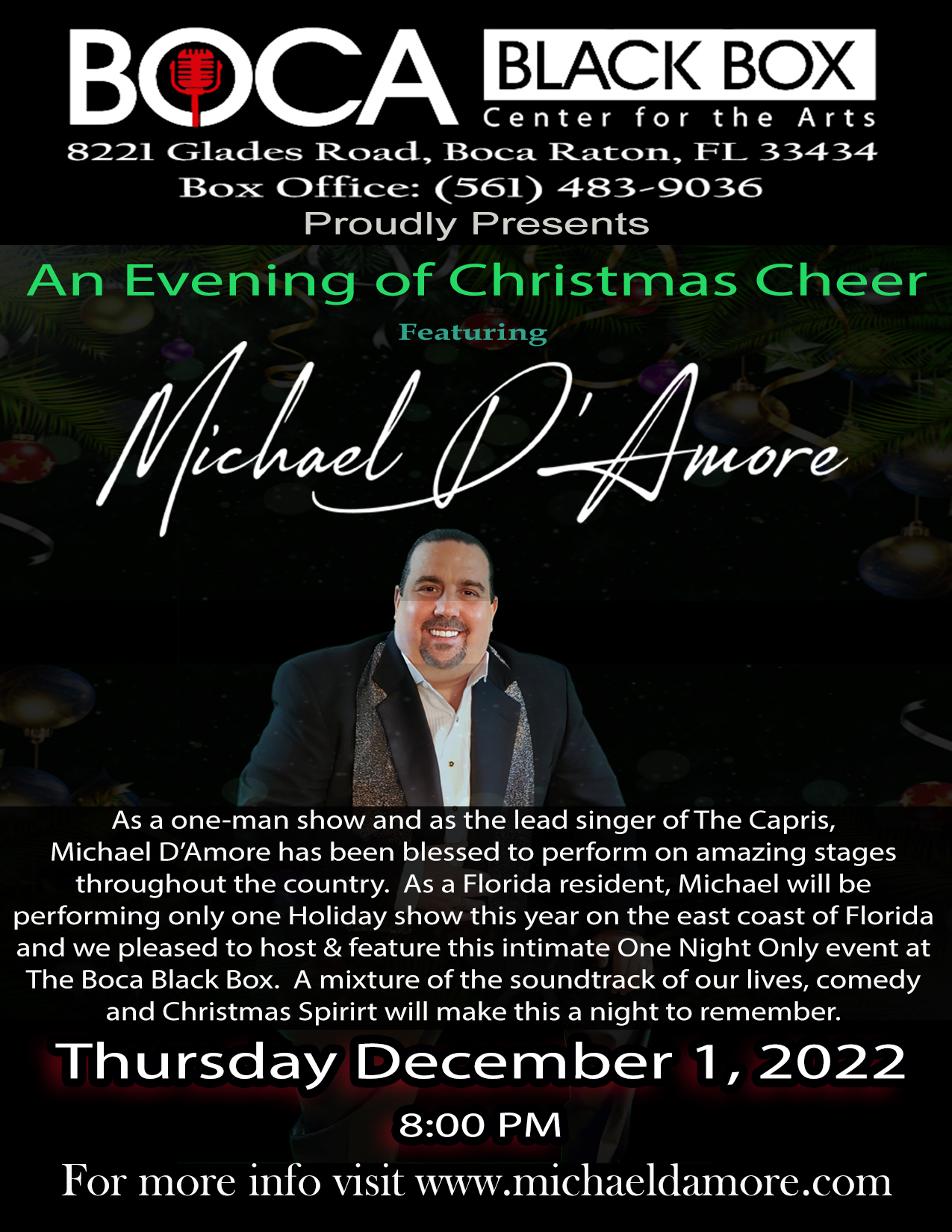 An Evening Of Christmas Cheer Featuring Michael D’Amore (Boca Black Box ...