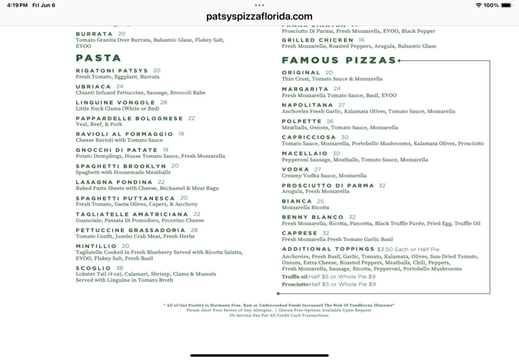 Patsy’s Pizzeria (Boca Raton) | Jeff Eats