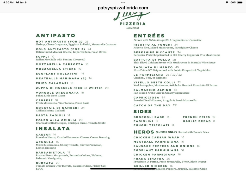 Patsy’s Pizzeria (Boca Raton) | Jeff Eats